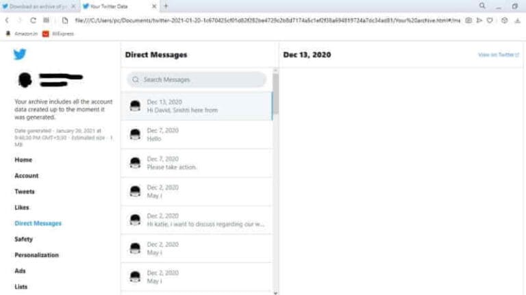 How to retrieve deleted direct messages on Twitter?