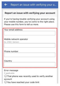 Report an Issue with Verifying your Facebook Account